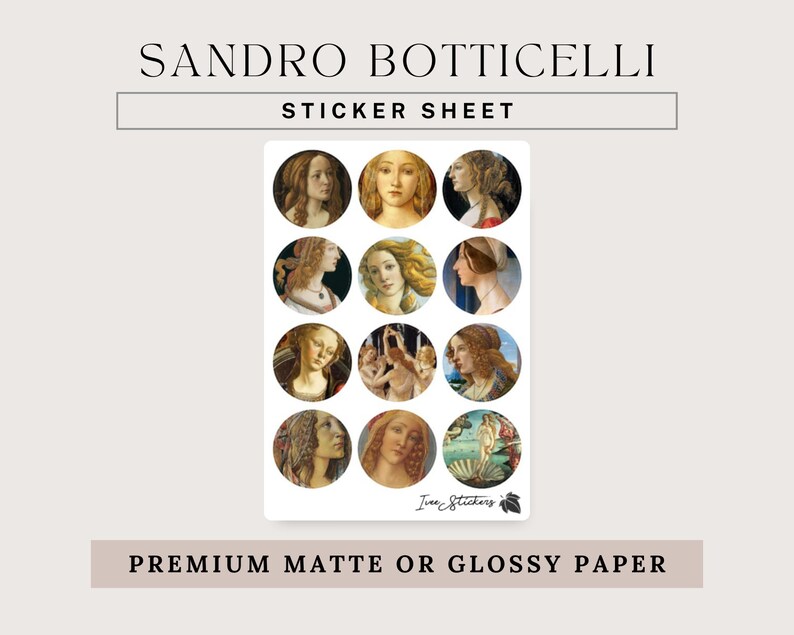 Sandro Botticelli Sticker Sheet Renaissance Art Stickers for Planners ...