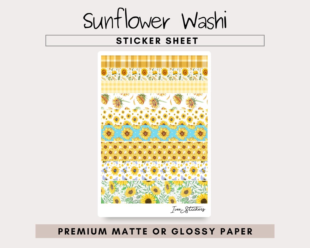 Sunflower Washi Tape Sticker Sheet - Etsy