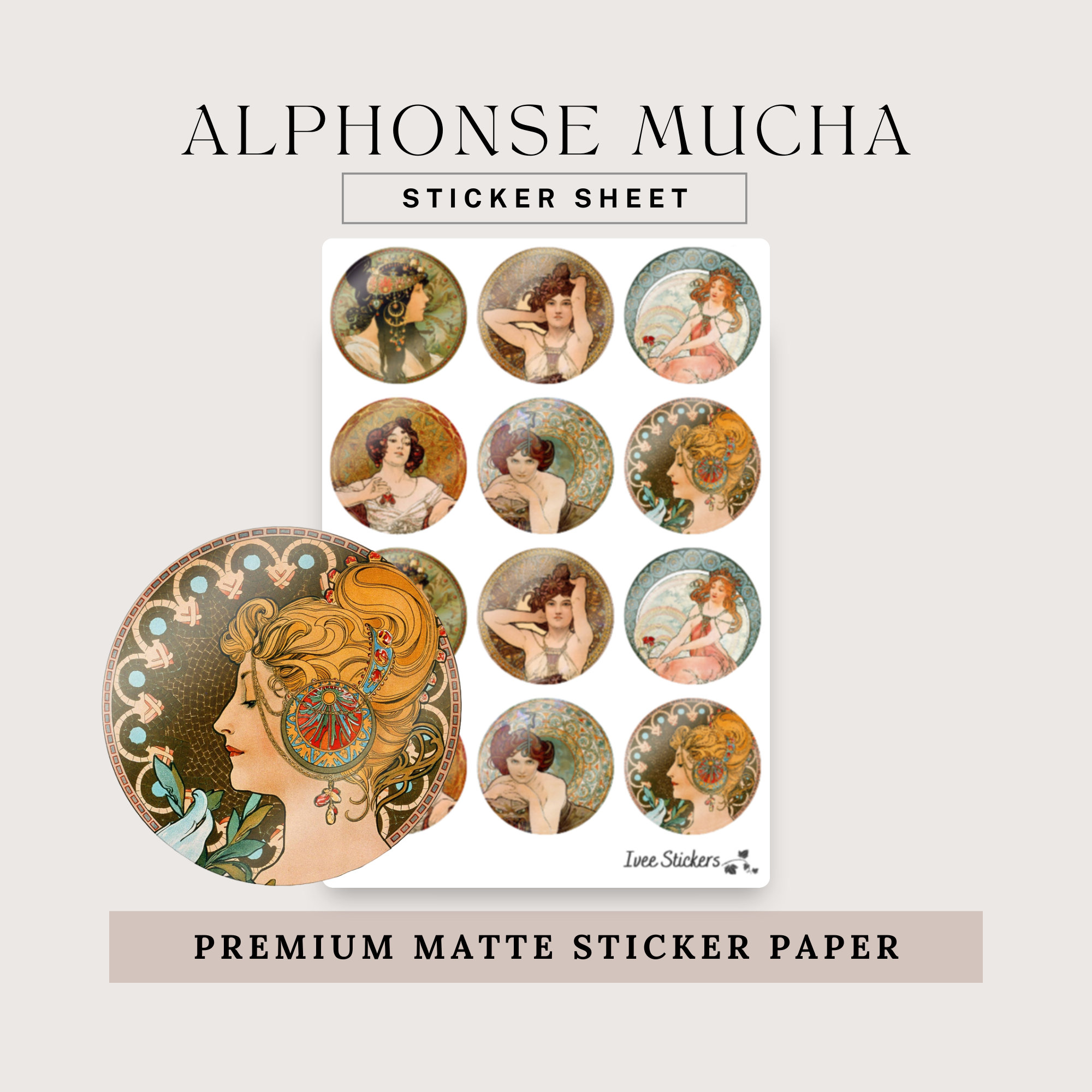 Alphonse Mucha Sticker Sheet Art Nouveau Stickers for - Etsy