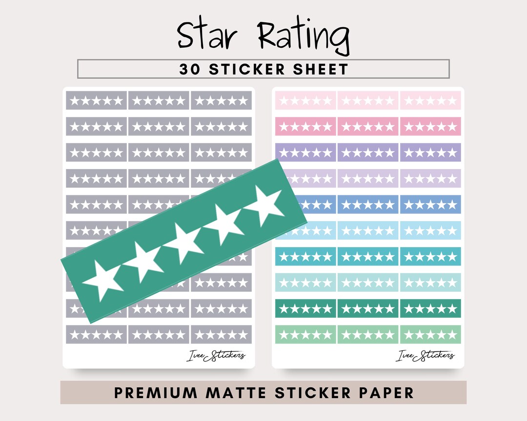 30 Star Rating Sticker Sheet Star Review Stickers for Movie, Book ...