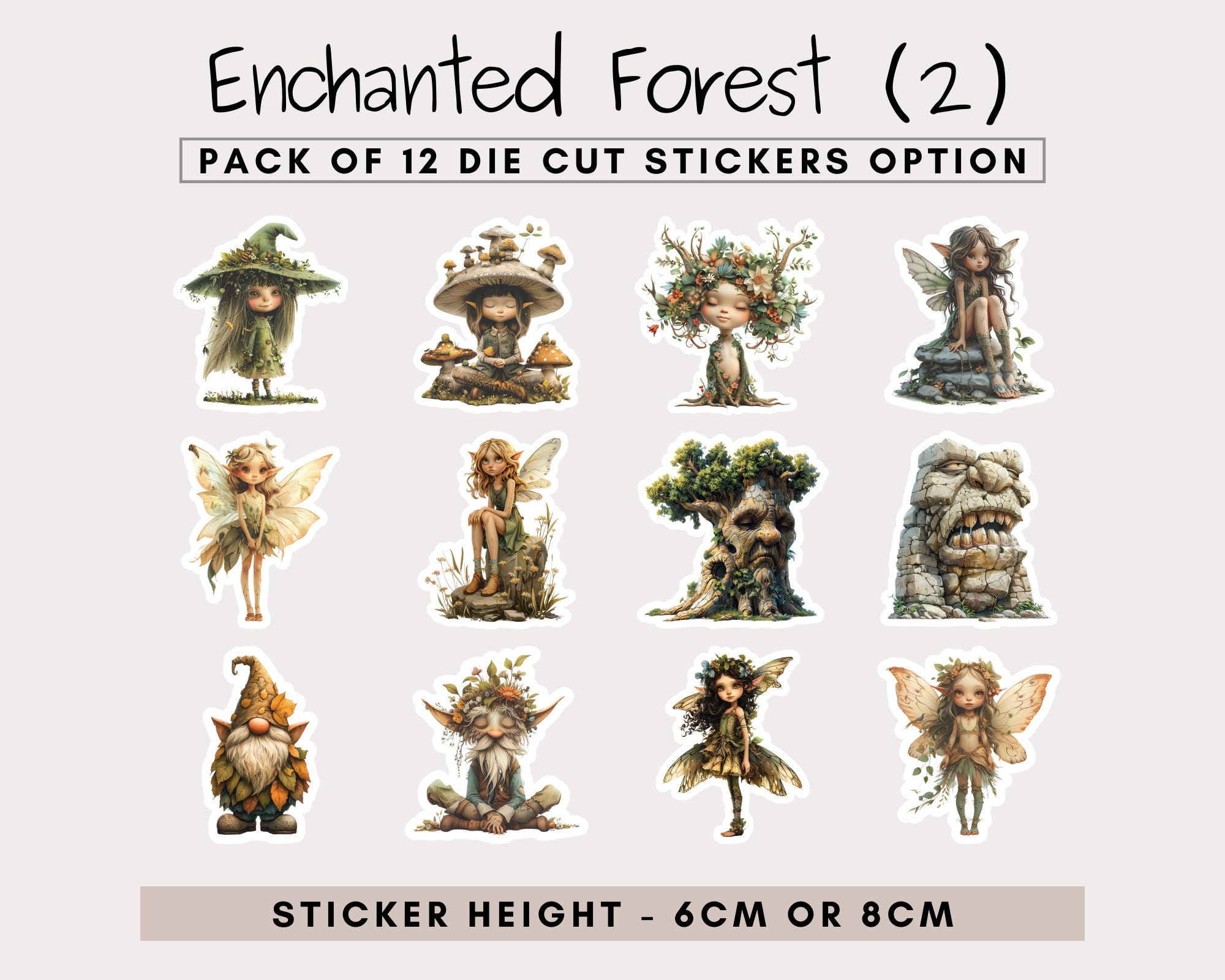 Enchanted Forest Sticker Sheet 2 or Die Cut Stickers Fairy Stickers - Etsy