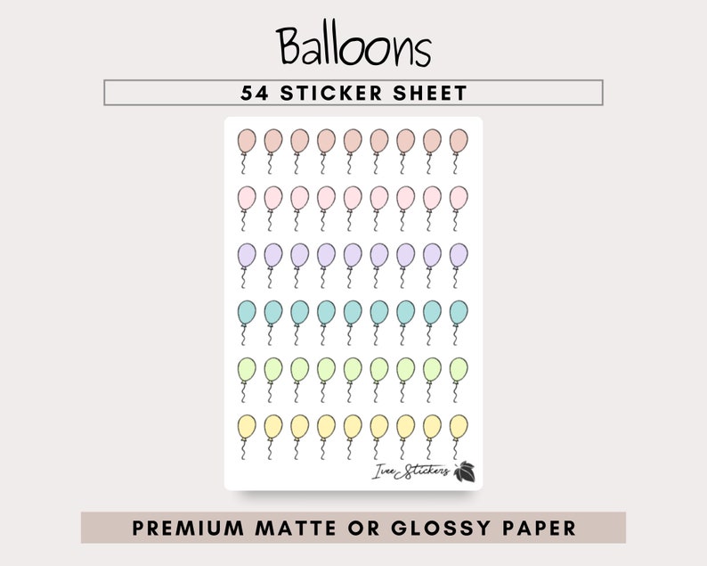 54 Balloon Sticker Sheet Balloon Stickers for Planners, Journals ...