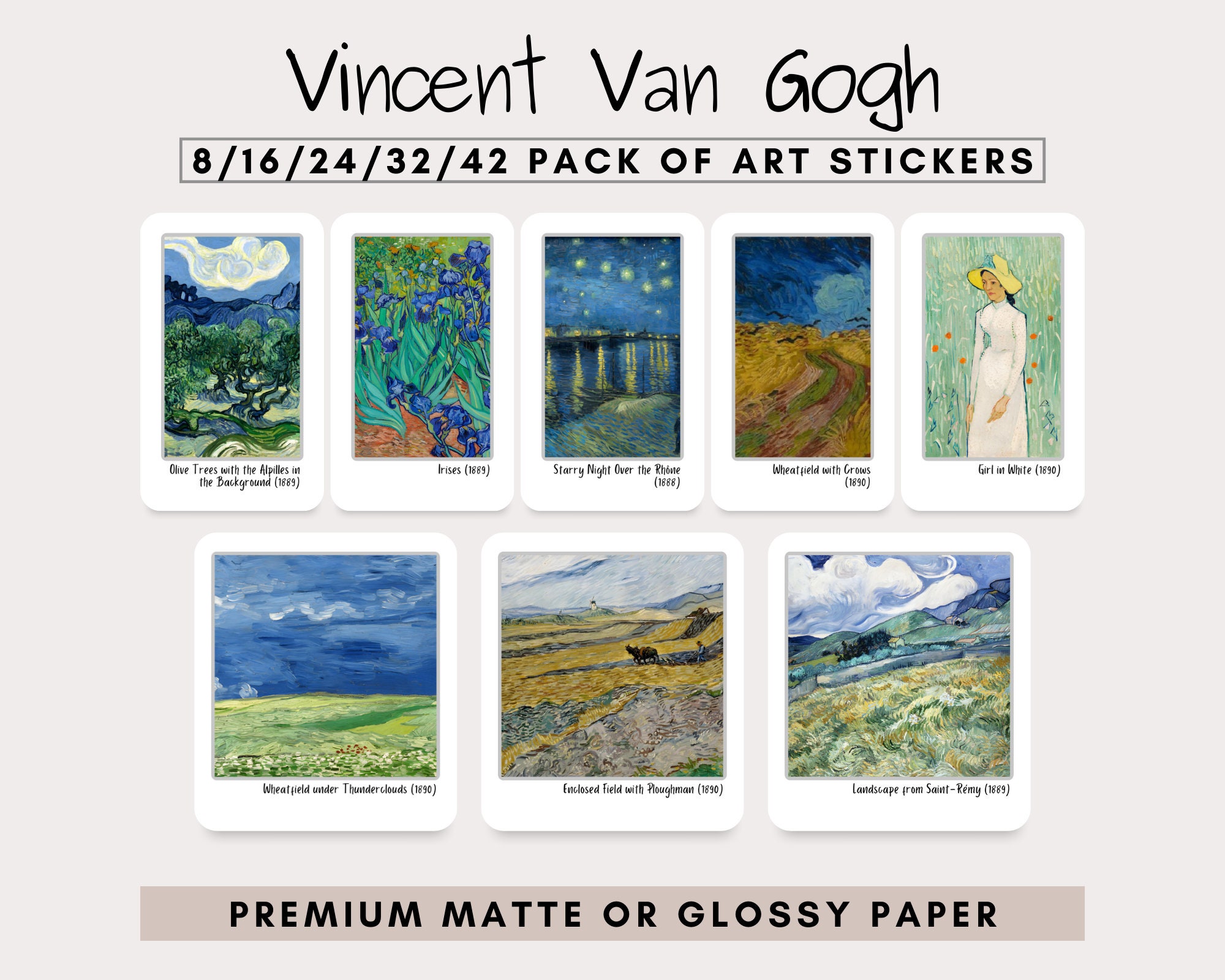 Vincent Van Gogh Stickers Fine Art Stickers for Planners, Journals ...