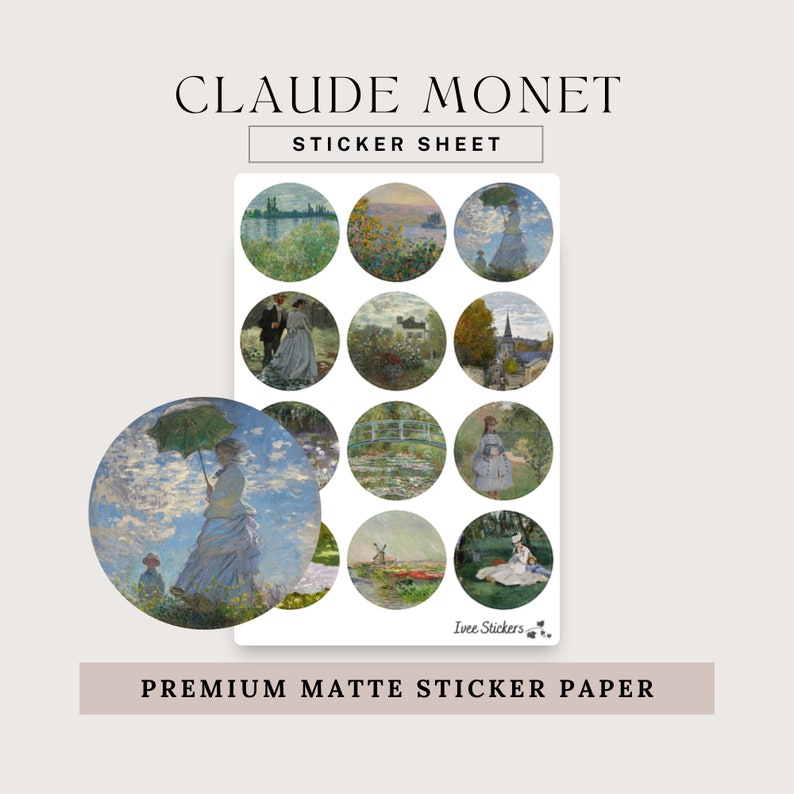 Claude Monet Sticker Sheet Art Stickers for Planners, Journals and ...