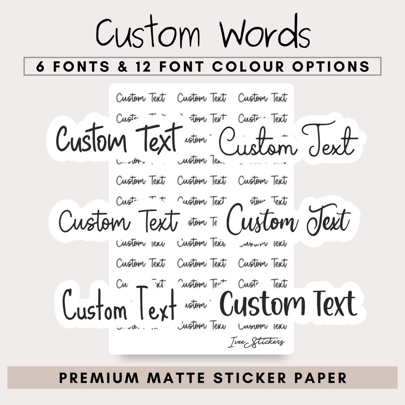Custom Word Stickers - Etsy