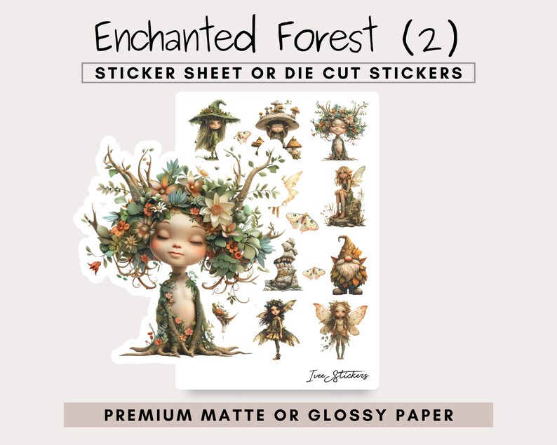 Enchanted Forest Sticker Sheet 2 or Die Cut Stickers Fairy Stickers - Etsy
