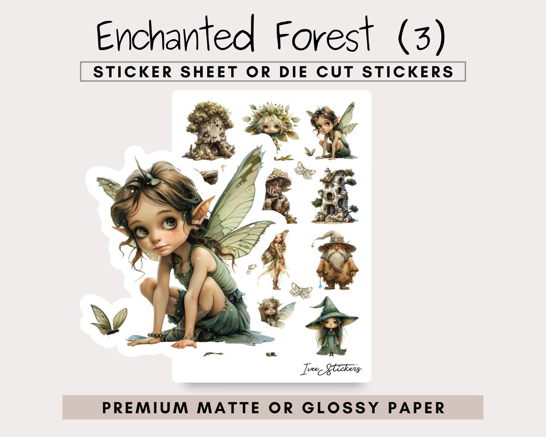 Enchanted Forest Sticker Sheet 3 / Die Cut Stickers Fantasy Creatures ...