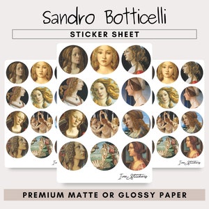 Sandro Botticelli Sticker Sheet Renaissance Art Stickers for Planners ...