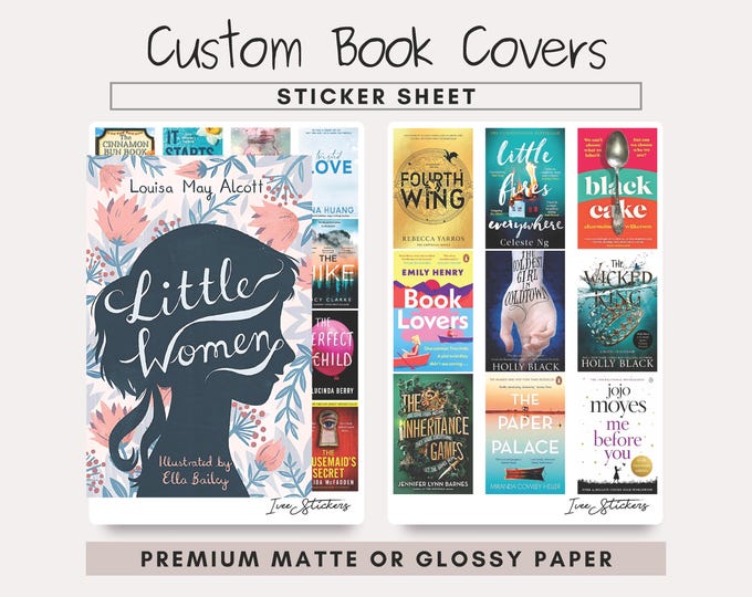 Custom Book Covers Sticker Sheet - Etsy