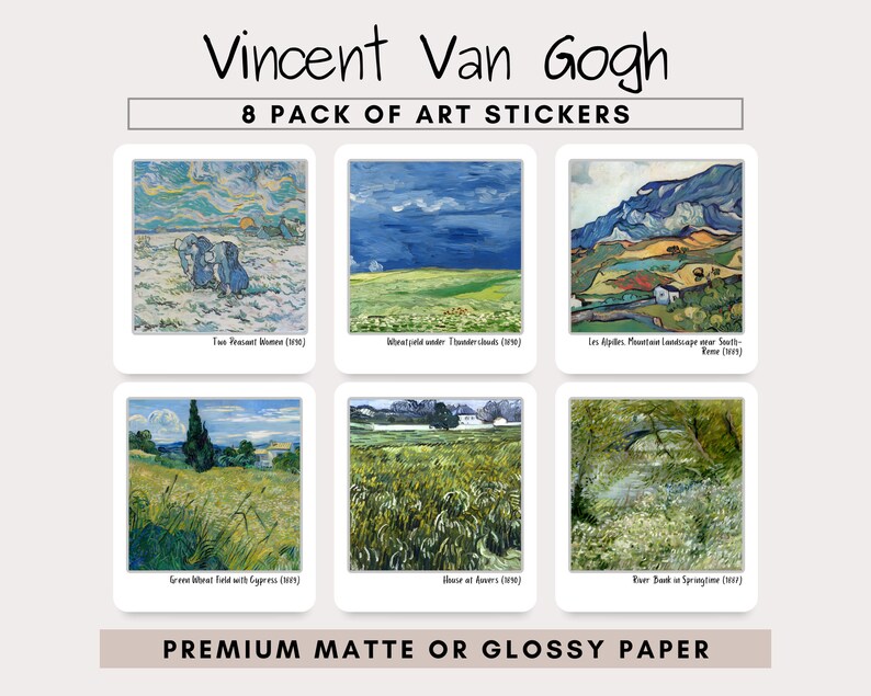 Pegatinas de Vincent Van Gogh Paquete de 8 unidades aleatorias - Etsy ...