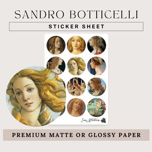 Sandro Botticelli Sticker Sheet Renaissance Art Stickers for Planners ...