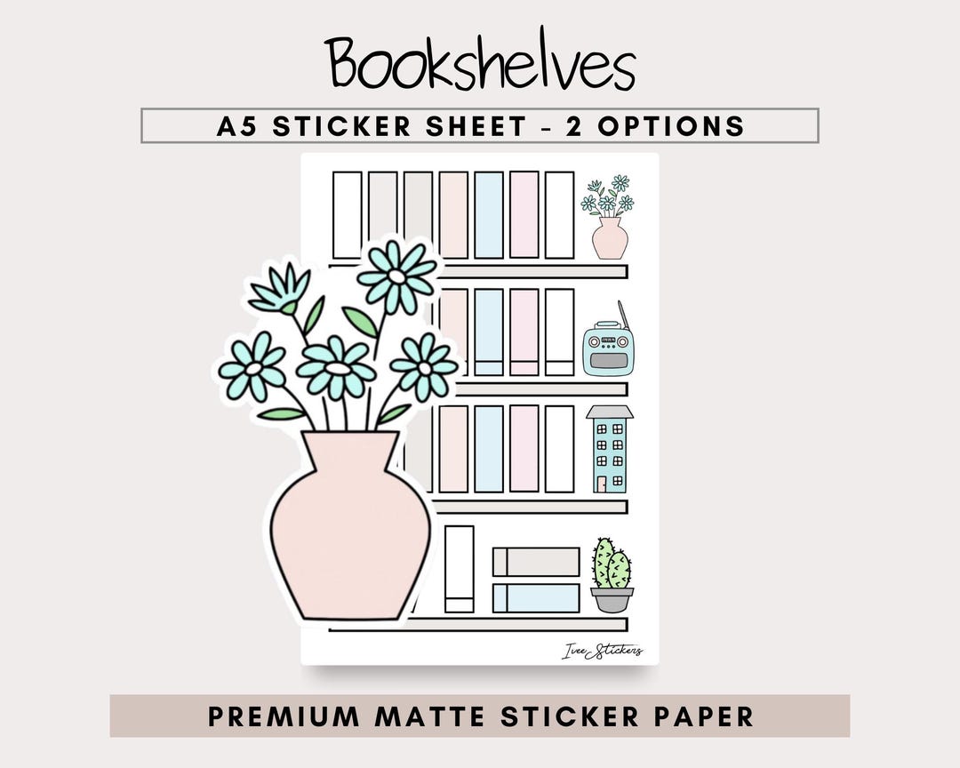 Bookshelf Stickers Build a Bookshelf Sticker Sheet Reading Journal Book ...