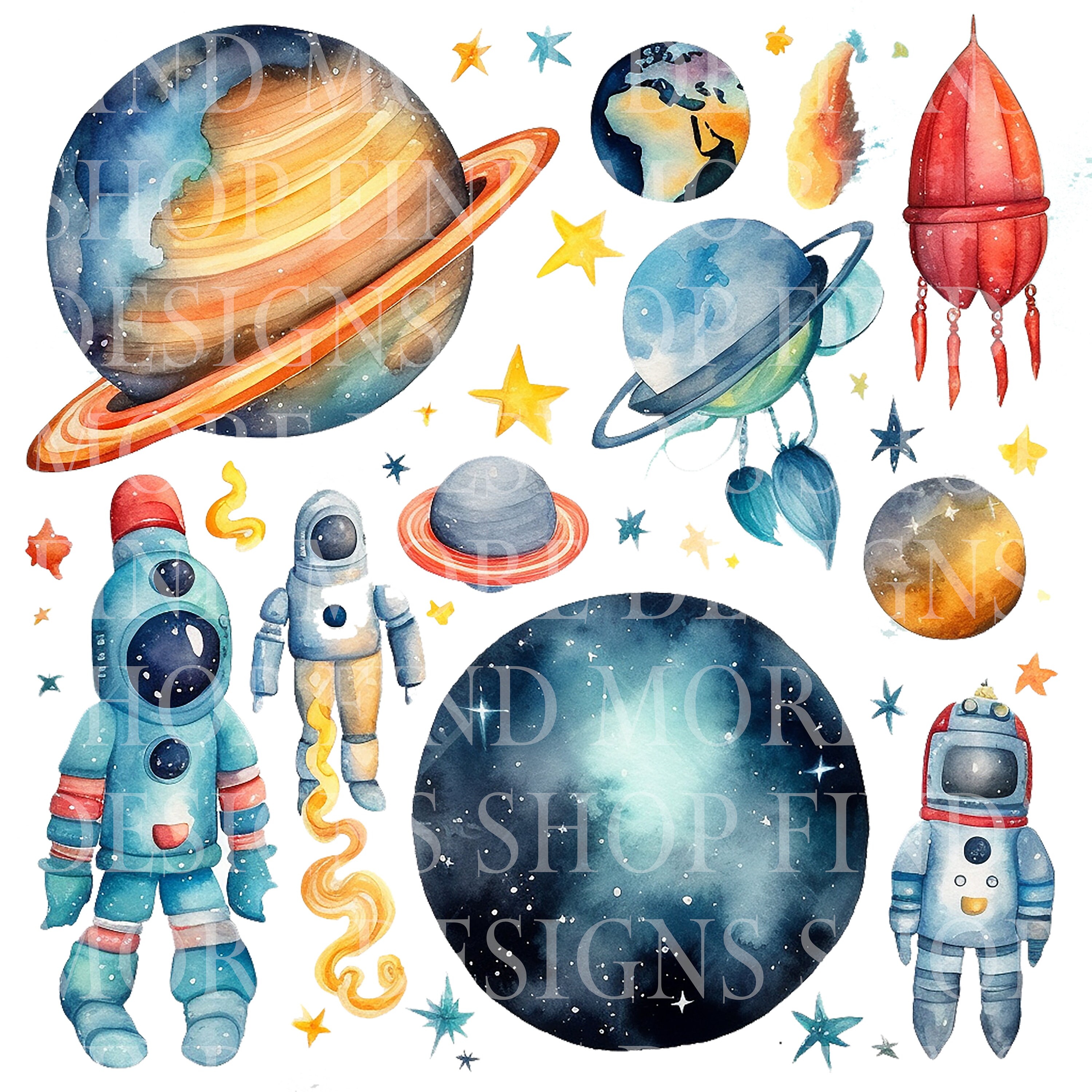 Space Watercolor Clipart Space Digital Print Space Clipart - Etsy
