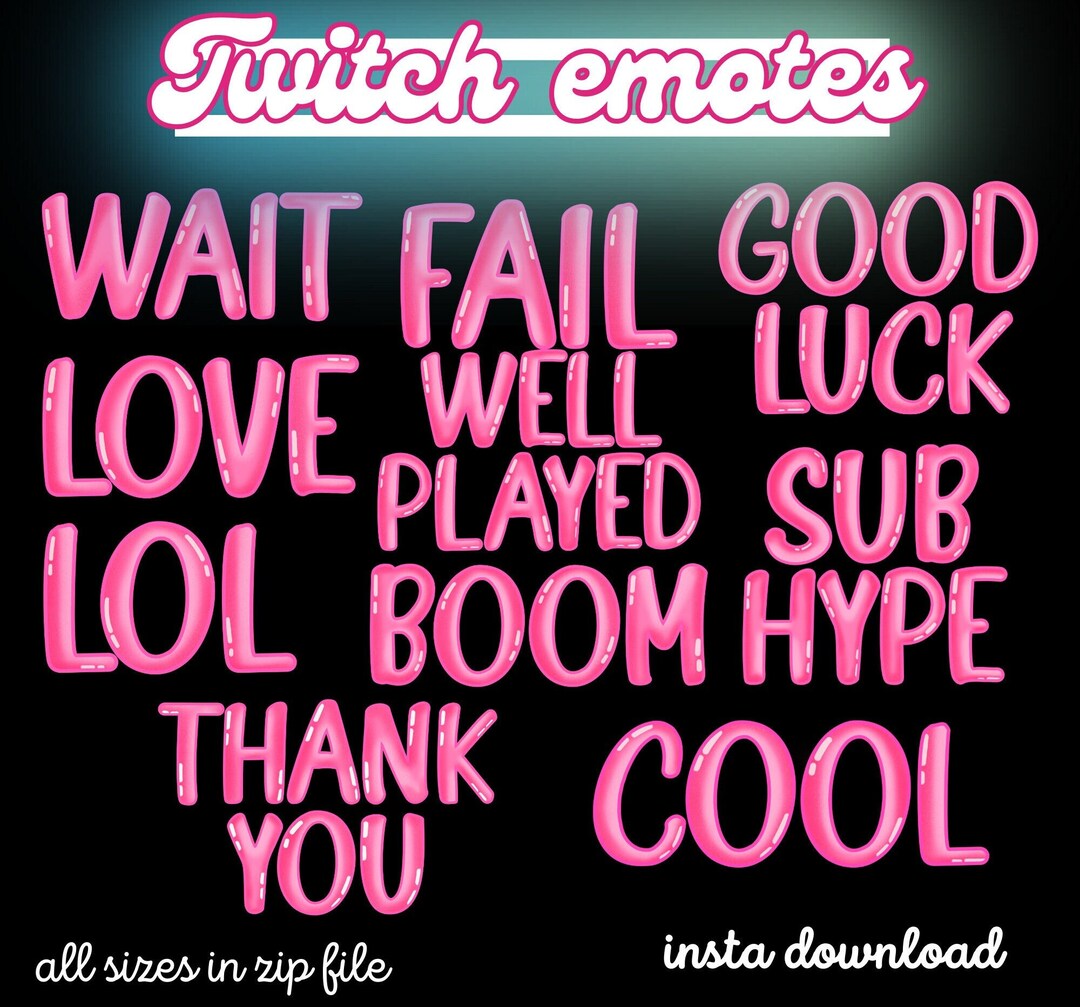 20 Simple Emotes for Twitch Pink Png Cute Instant - Etsy