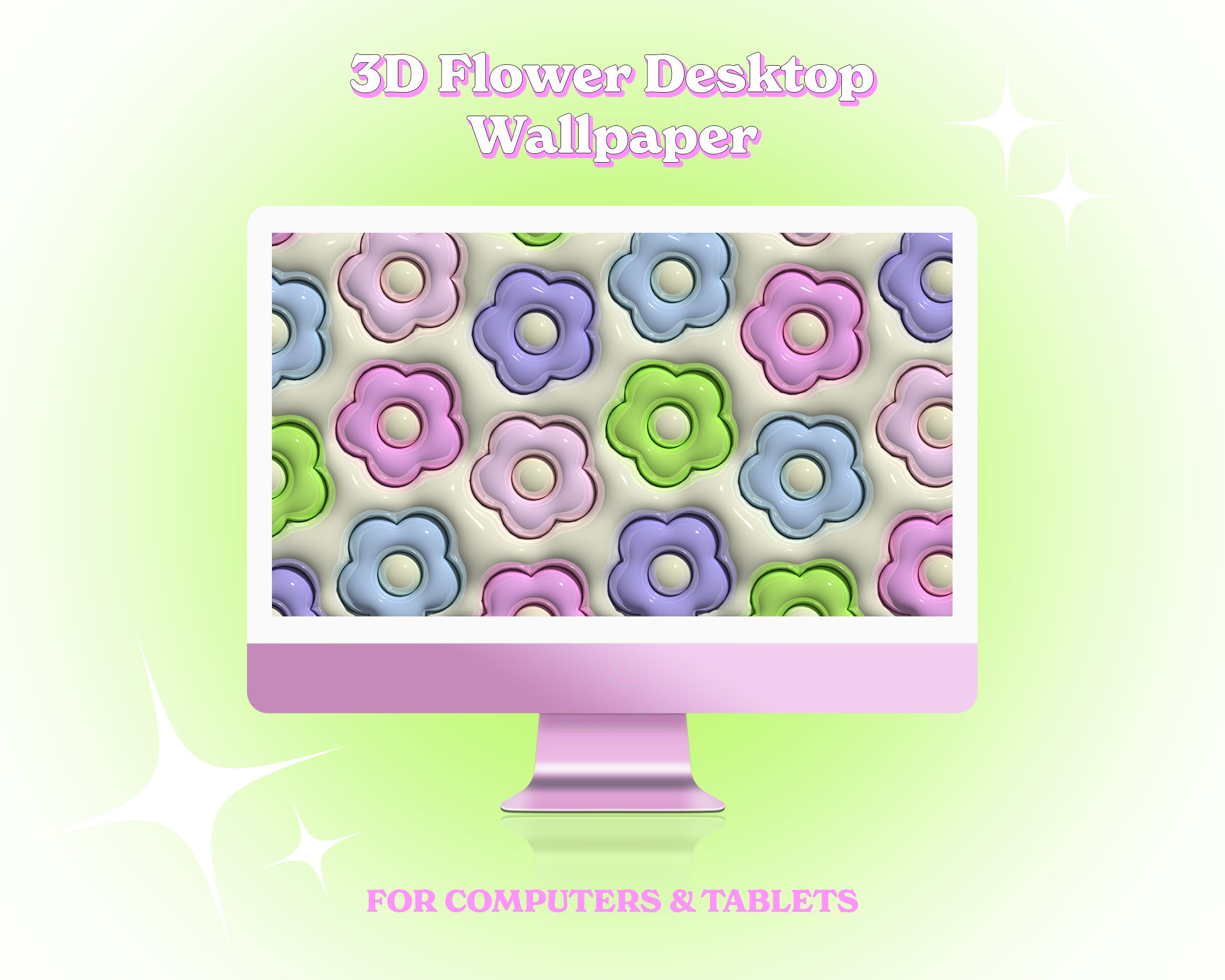 3D Flower Desktop Wallpaper - Etsy
