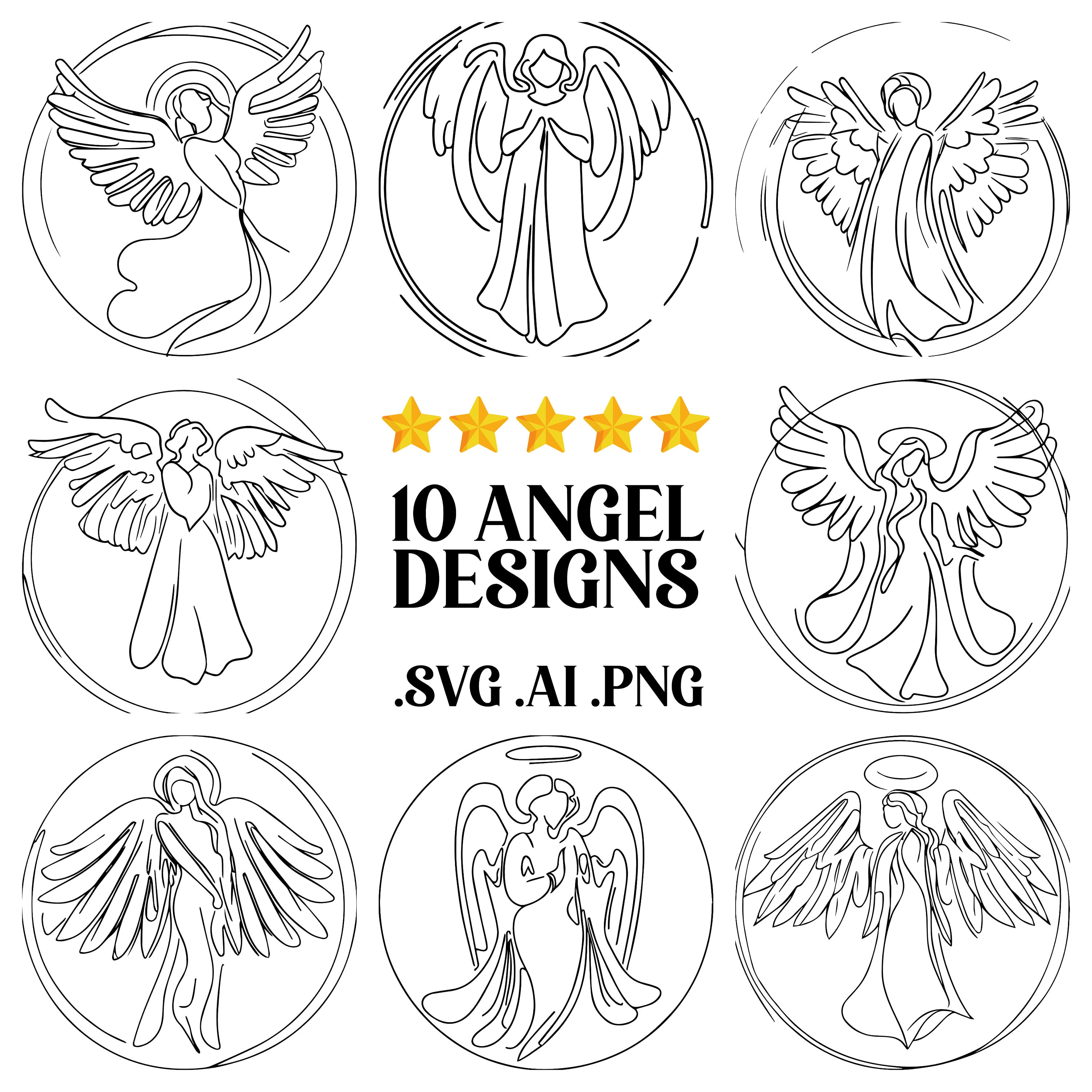 10 ANGEL DESIGNS - Digital Download - for Engraving, Printing and More ...