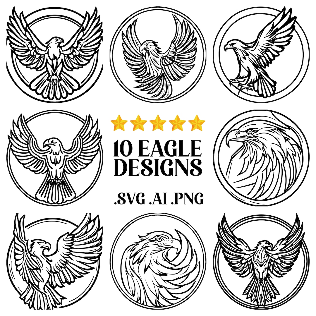 10 EAGLE DESIGNS - Digital Download - for Engraving, Printing and More ...