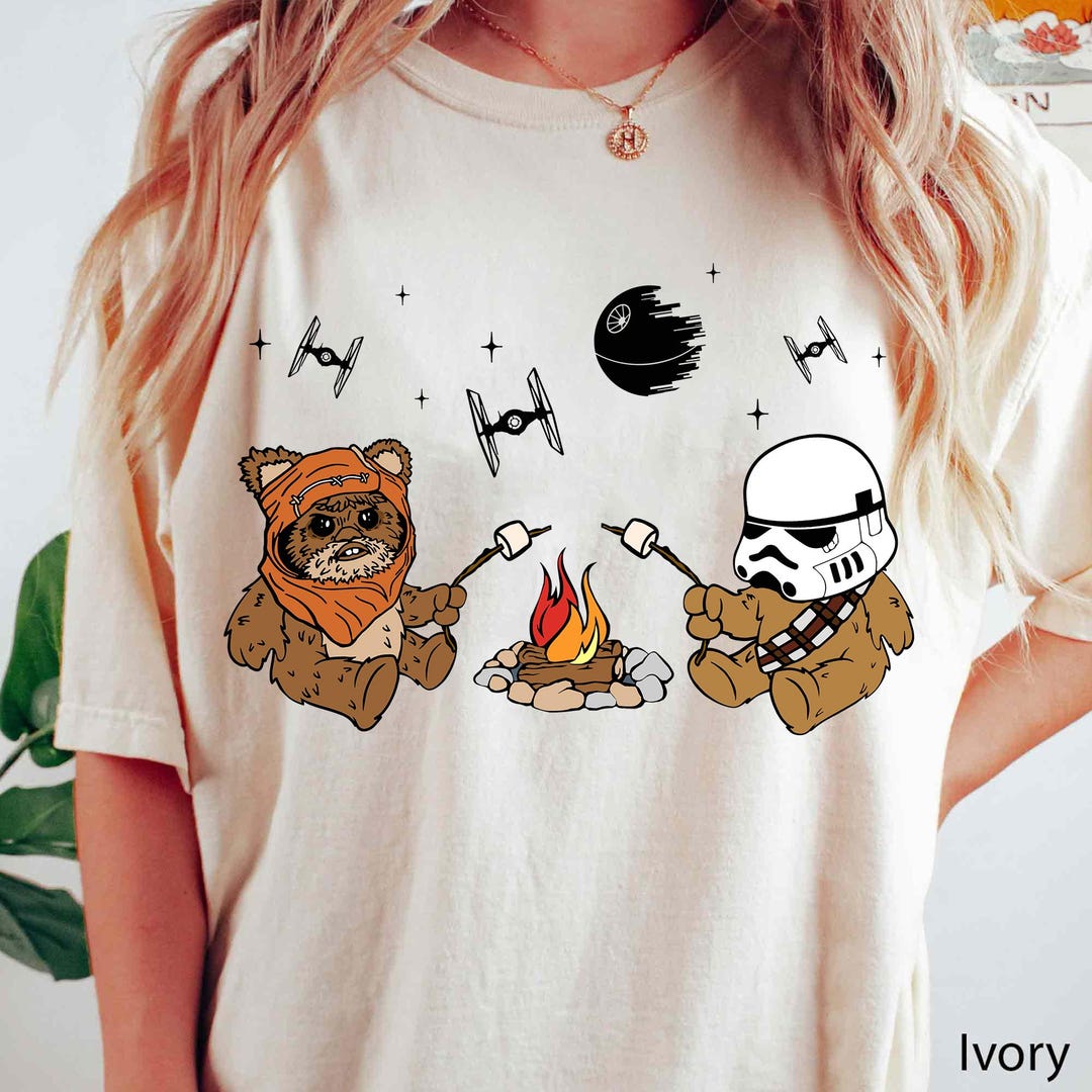 Funny Ewok and Wookie Stormtrooper Camping Marshmallow T-shirt ...