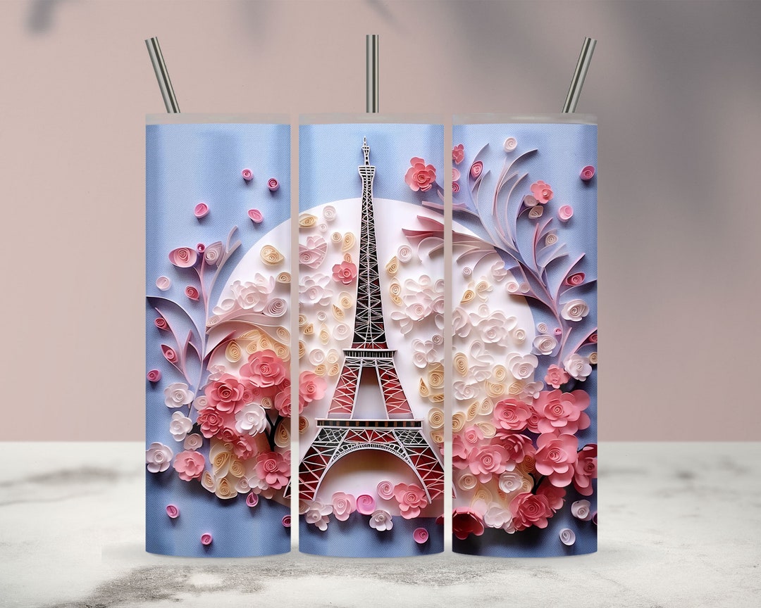 5 Files 3D Eiffel Tower Paper Quilling Flowers Sublimation - Etsy