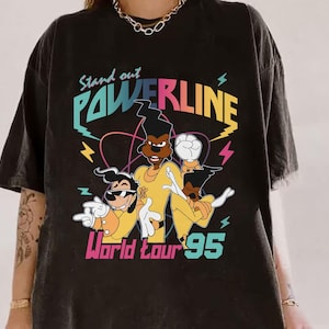 Two Sided Powerline Stand Out World Tour 95 Shirt, Funny Disney A Goofy ...