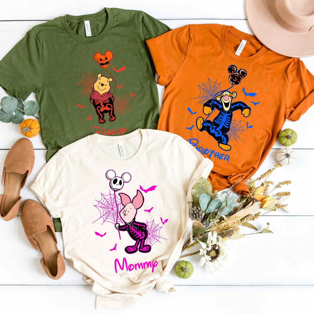 Custom Winnie the Pooh Characters Skeleton Halloween Comfort Colors ...