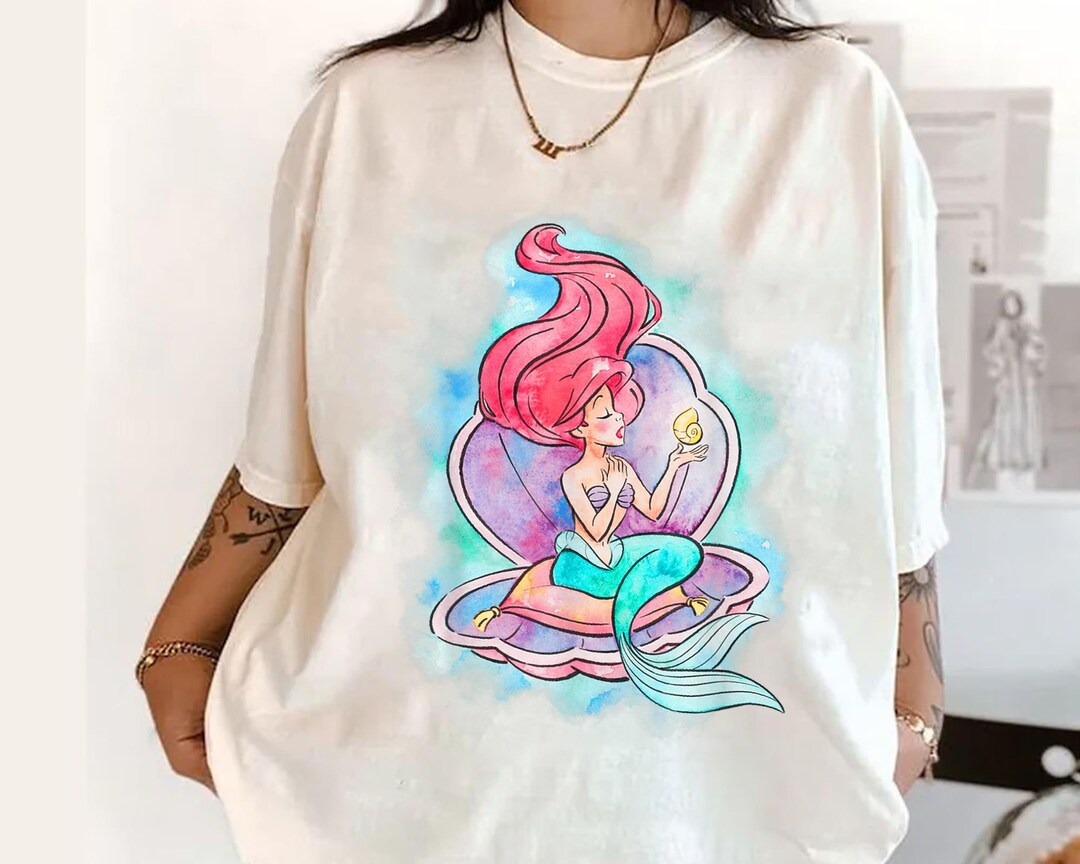 Princess Ariel in Shell Watercolor Comfort Colors Shirt, the Litlle ...