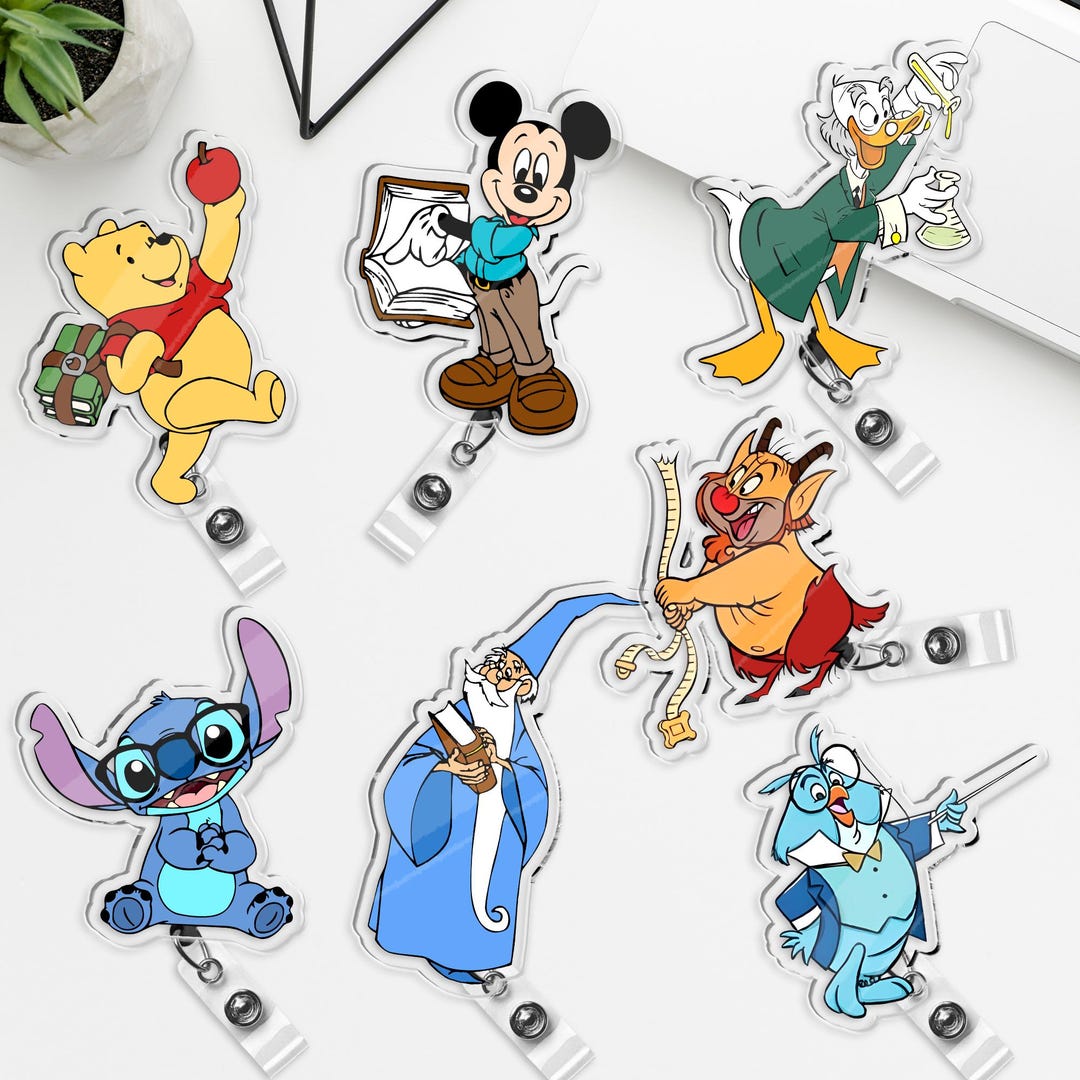 Custom Disney Teacher Characters Badge Reel, Teaching Life Badge ...