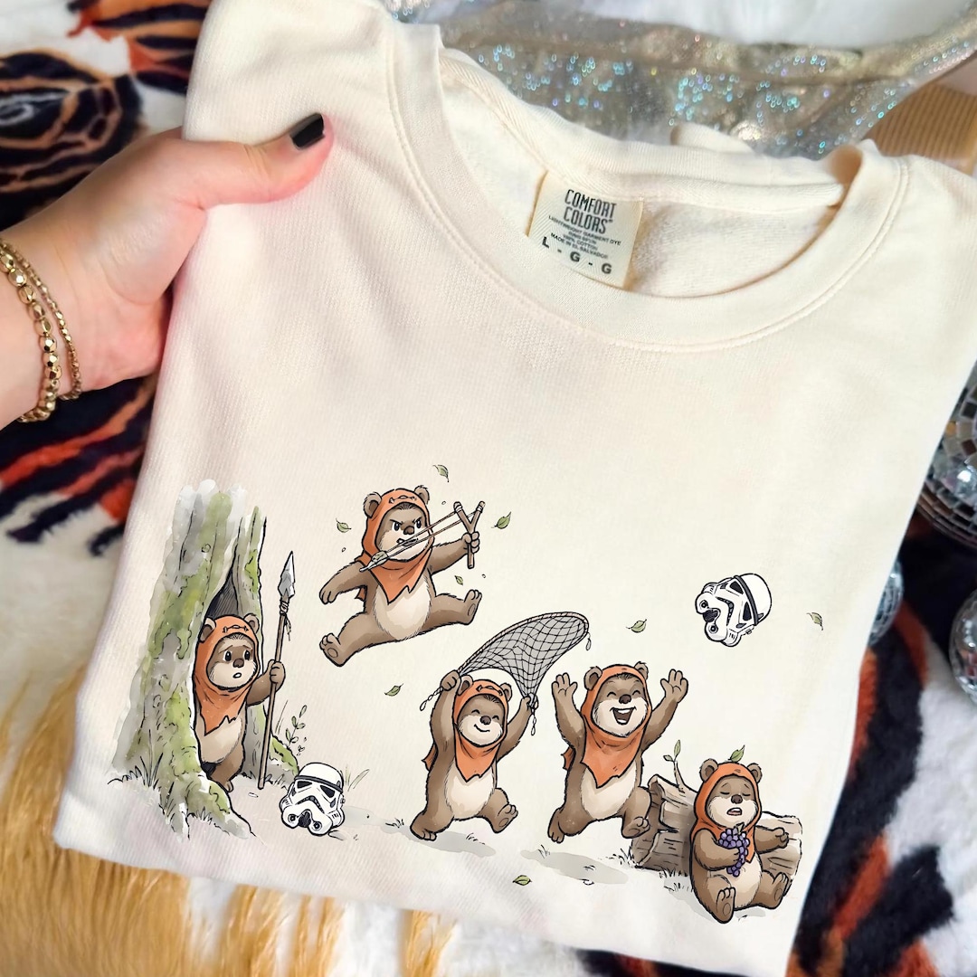 Watercolor Funny Star Wars Ewok Emotions Shirt, Cute Ewoks Endor Forest ...