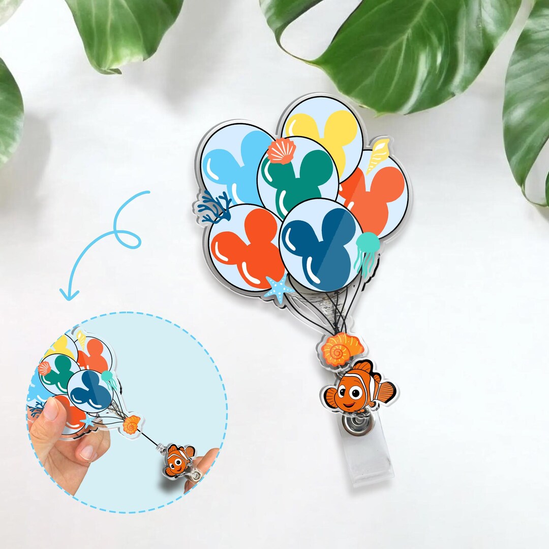 Disney Finding Nemo Badge Reel, Mickey Balloon Badge, Nurse Badge Clip ...
