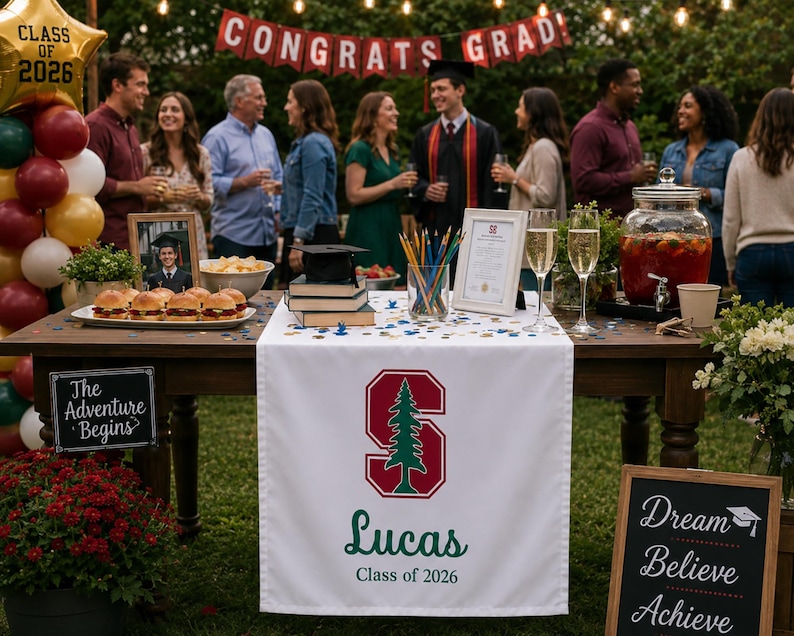 Custom Name & Logo Graduation Table Runner, Personalized Class of 2026 ...