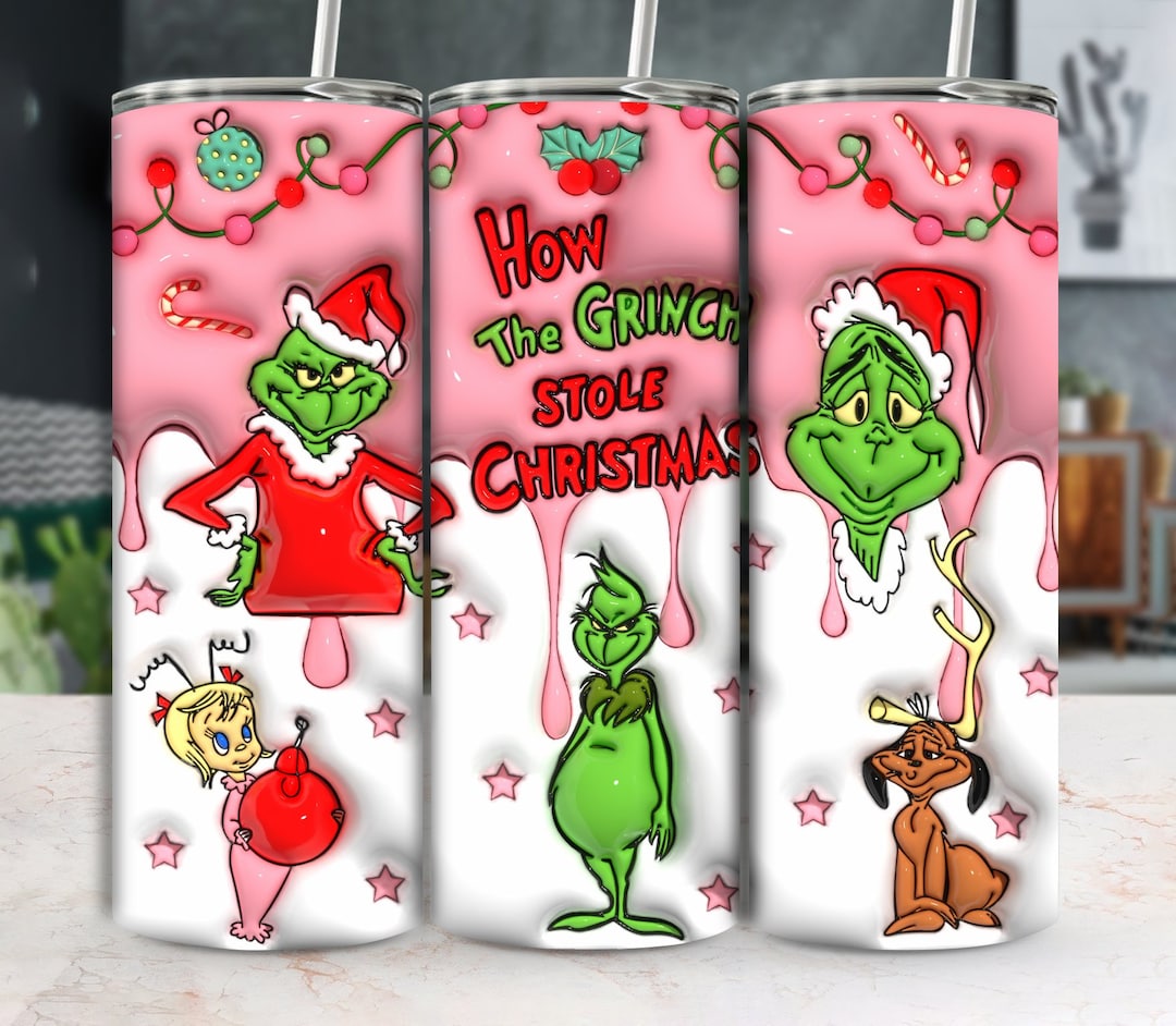 Grinch Christmas Sublimation Inflated Tumbler Design Download - Etsy