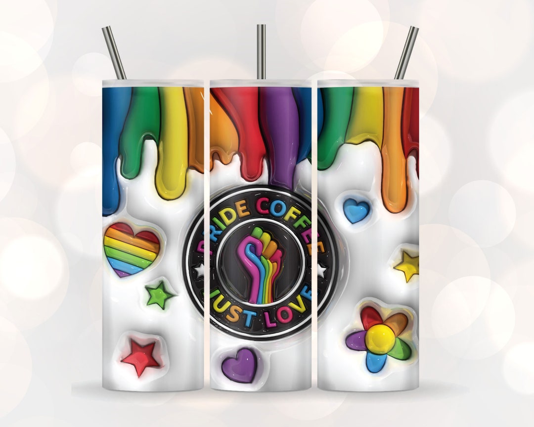 3D Inflated Puff Pride Coffee Just Love Colorful LGBT Sublimation ...