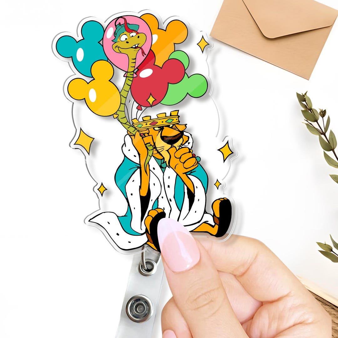 Robin Hood Prince John and Sir Hiss Badge Reel, Disney Mickey Balloon ...