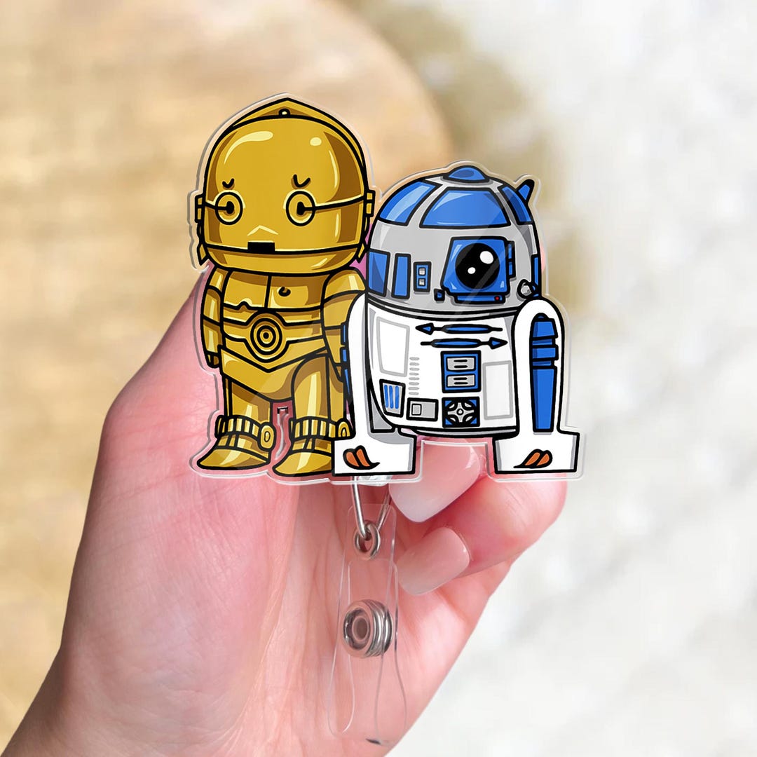 Retro Disney Star Wars Badge Reel, R2-D2 and C-3po Badge, Retractable ...