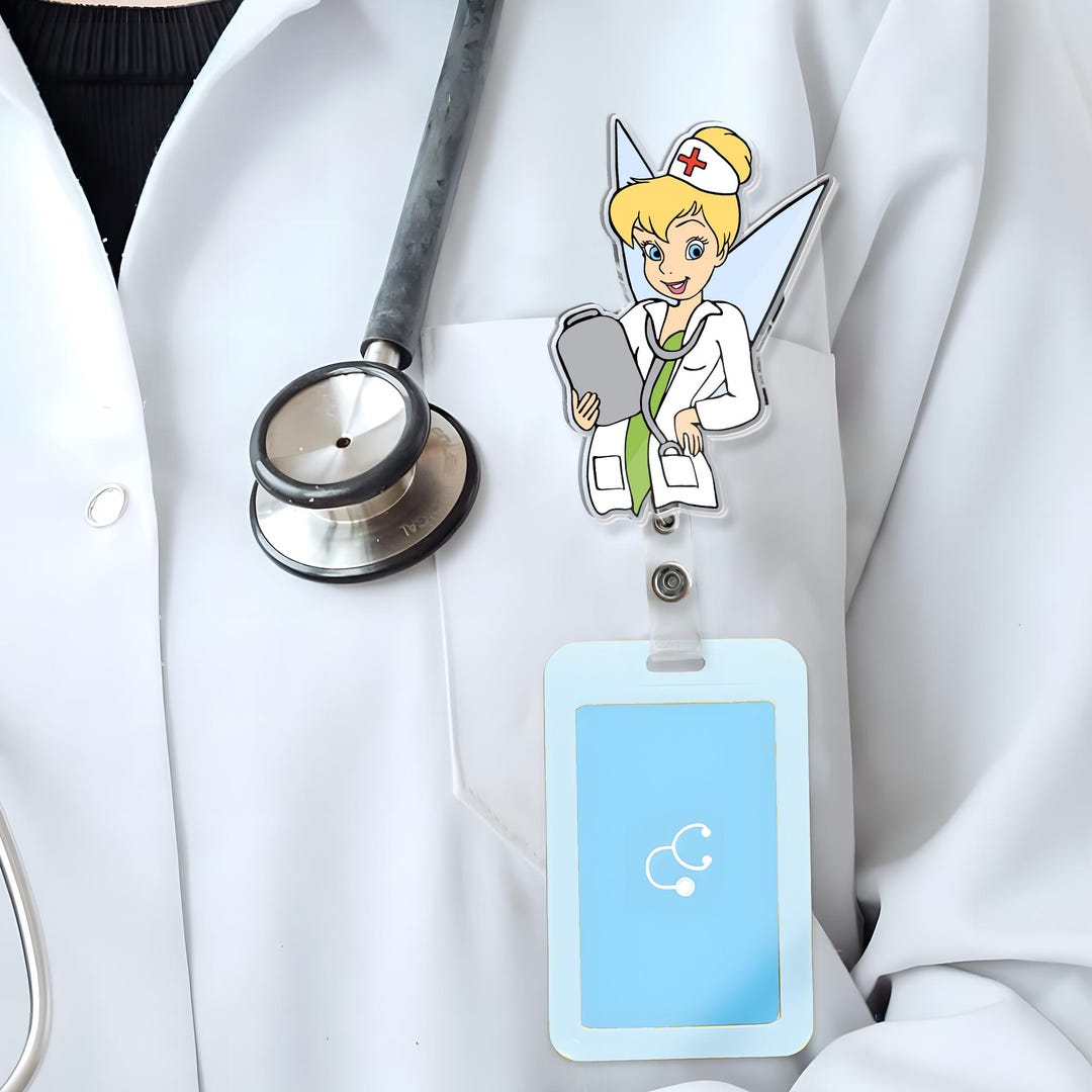 Custom Disney Nurse Peter Pan Tinker Bell Badge Reel, Personalized ...