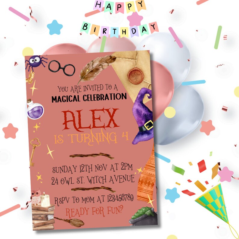 Editable Wizard Birthday Invitation for Boys and Girls - Etsy
