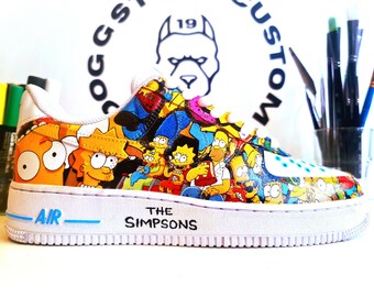 The Simpsons Nike Air Force 1 Mid Custom Shoes Hand Painted Shoes Homer ...