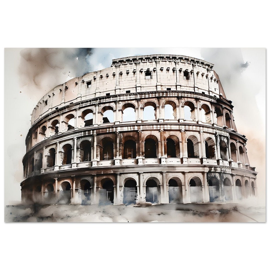 Colosseum Art Print of a Watercolor, Watercolor Wall Decor, Poster - Etsy