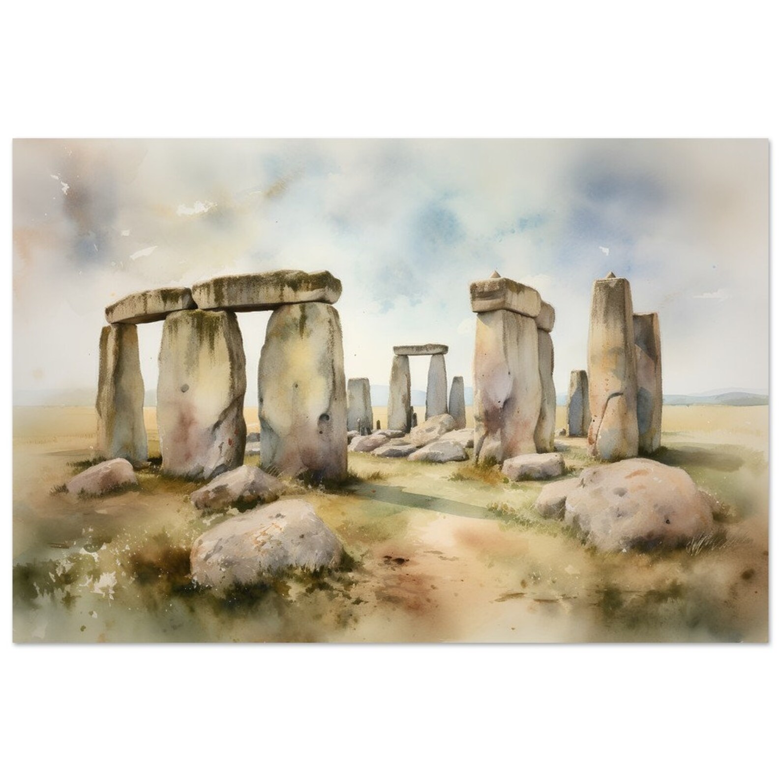 Stonehenge Art Print of a Watercolor, Watercolor Wall Decor, Poster - Etsy