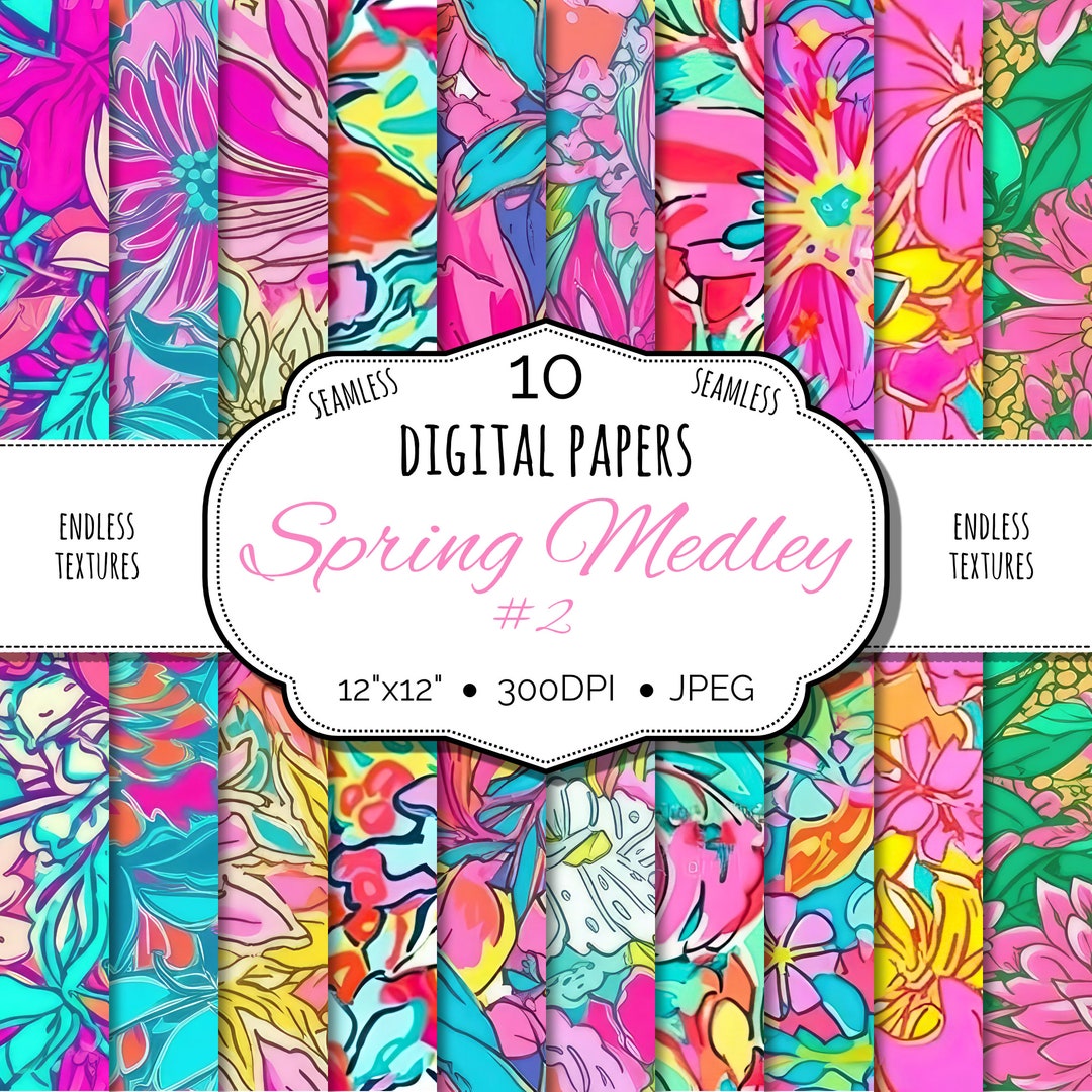 Spring Floral Digital Paper - SEAMLESS - High Quality 300 DPI - 12"x12 ...