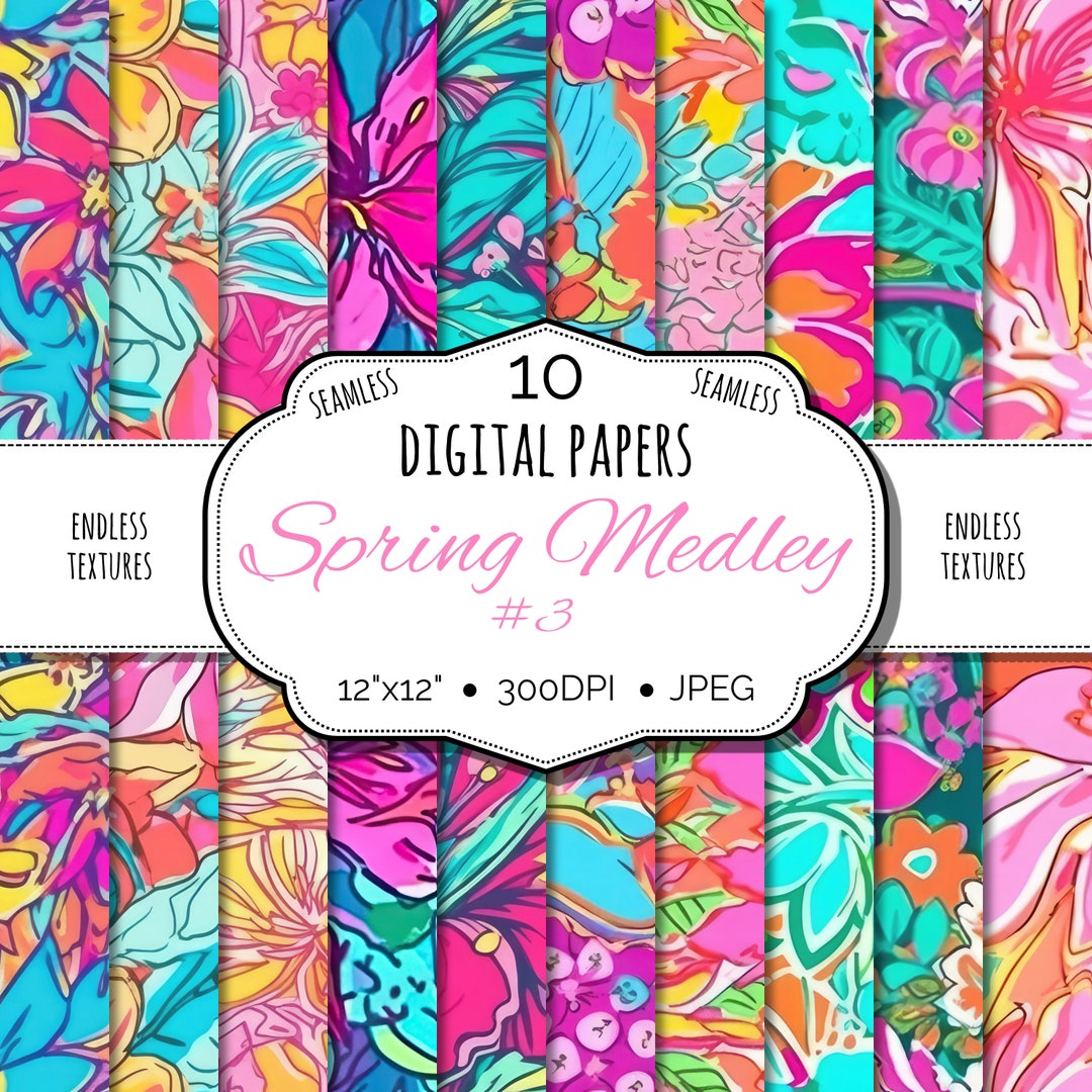 Spring Floral Digital Paper - SEAMLESS - High Quality 300 DPI - 12"x12 ...