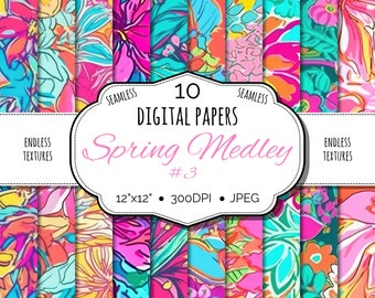 Spring Floral Digital Paper SEAMLESS High Quality 300 DPI 12x12 Jpeg ...