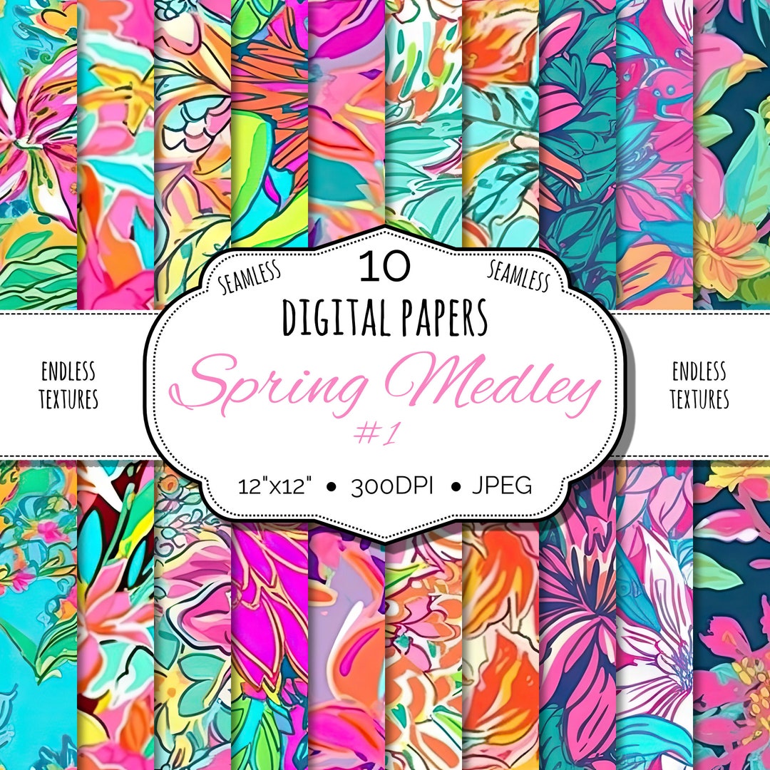 Spring Floral Digital Paper - SEAMLESS - High Quality 300 DPI - 12"x12 ...