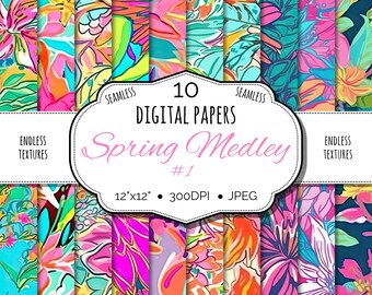 Spring Floral Digital Paper - SEAMLESS - High Quality 300 DPI - 12"x12 ...