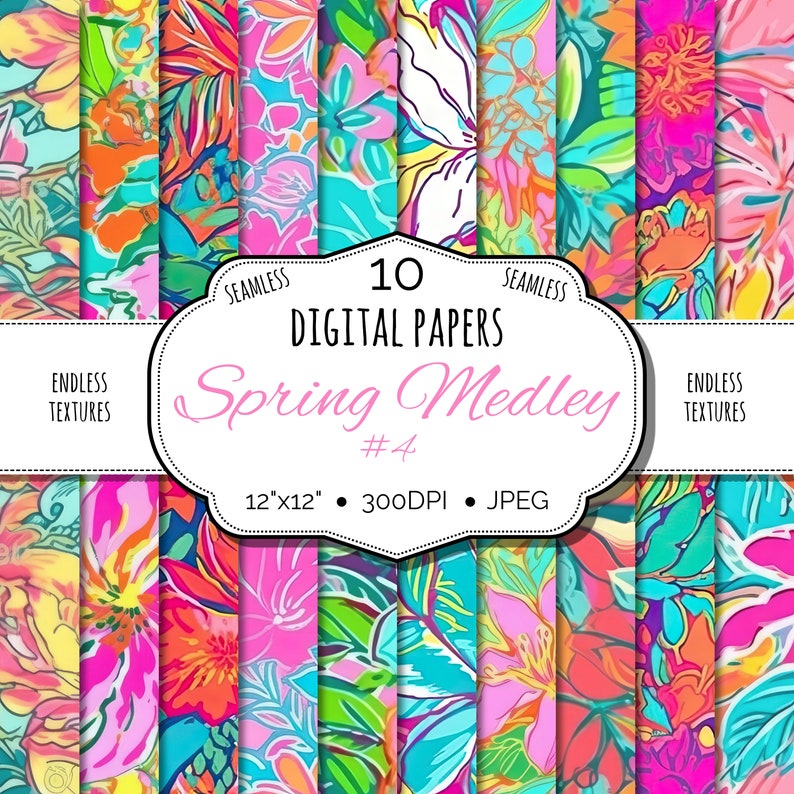 Spring Floral Digital Paper - SEAMLESS - High Quality 300 DPI - 12"x12 ...