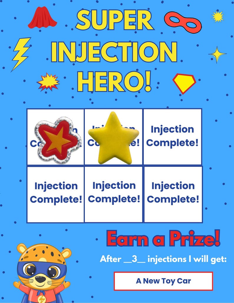 Superhero Injection Sticker Chart | Type 1 Diabetes Printable Reward ...