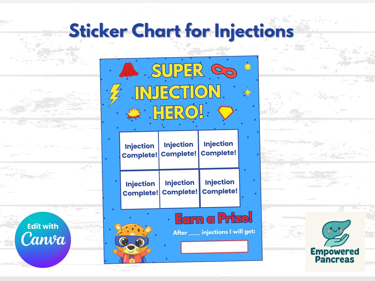 Superhero Injection Sticker Chart | Type 1 Diabetes Printable Reward ...