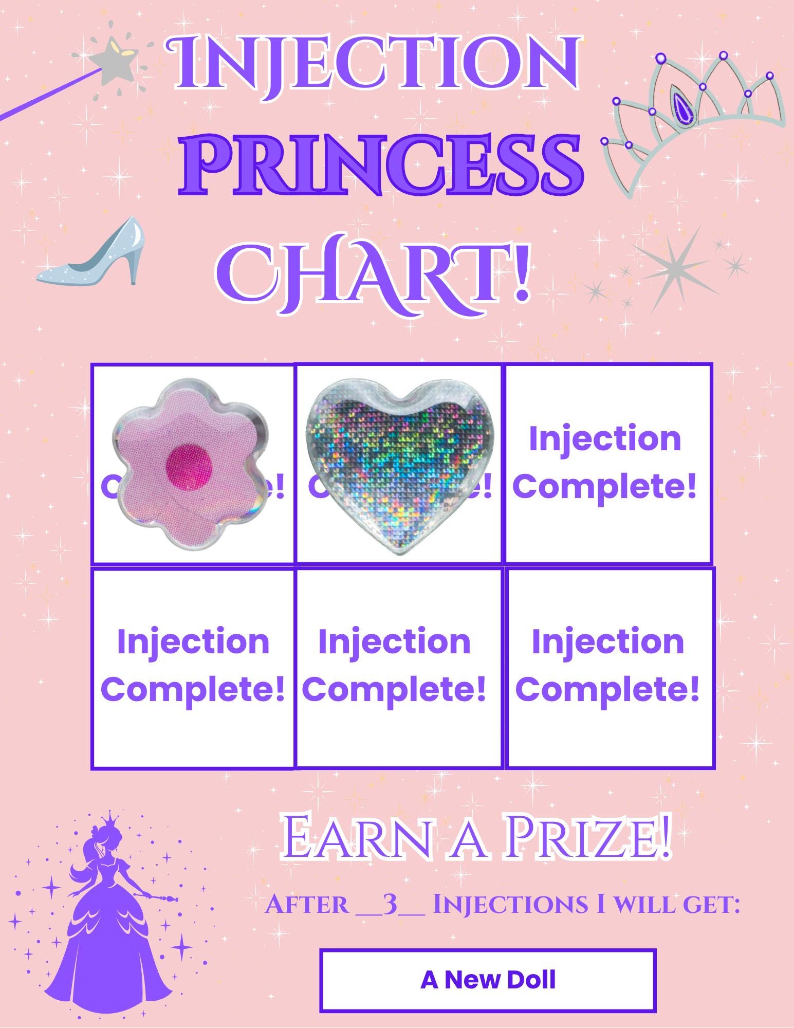 Princess Injection Sticker Chart | Type 1 Diabetes Reward Tracker | T1D ...