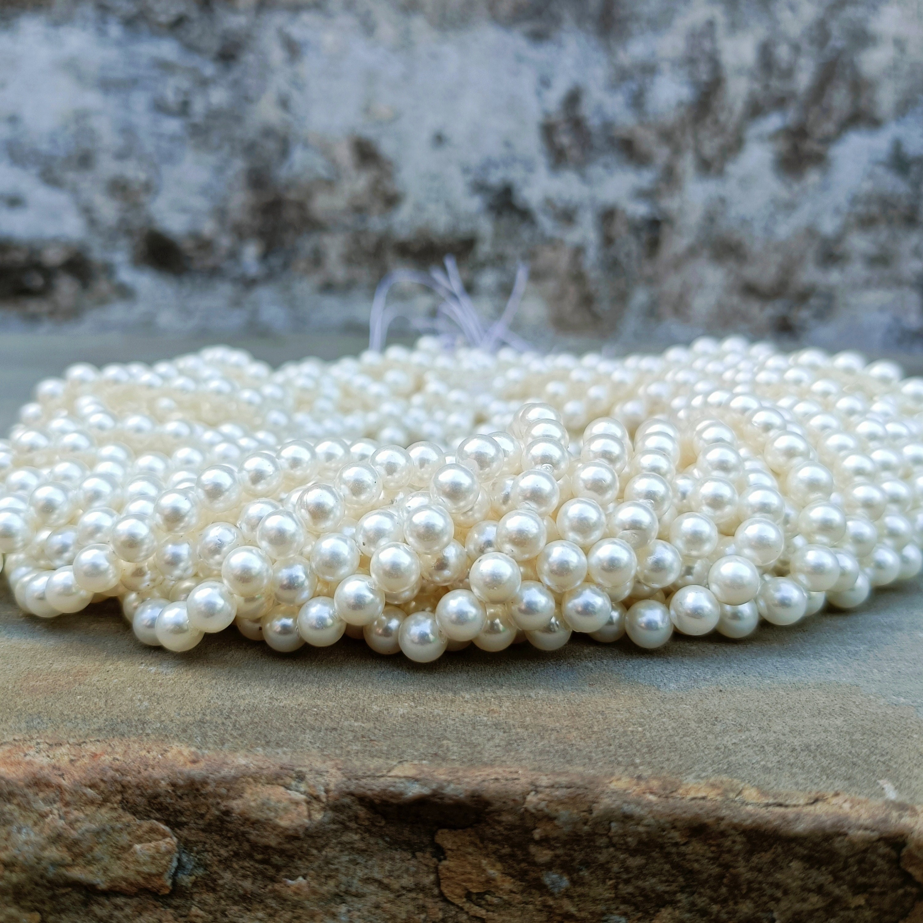 White Shell Pearl Round Beads Glossy Round Shell Pearl High - Etsy