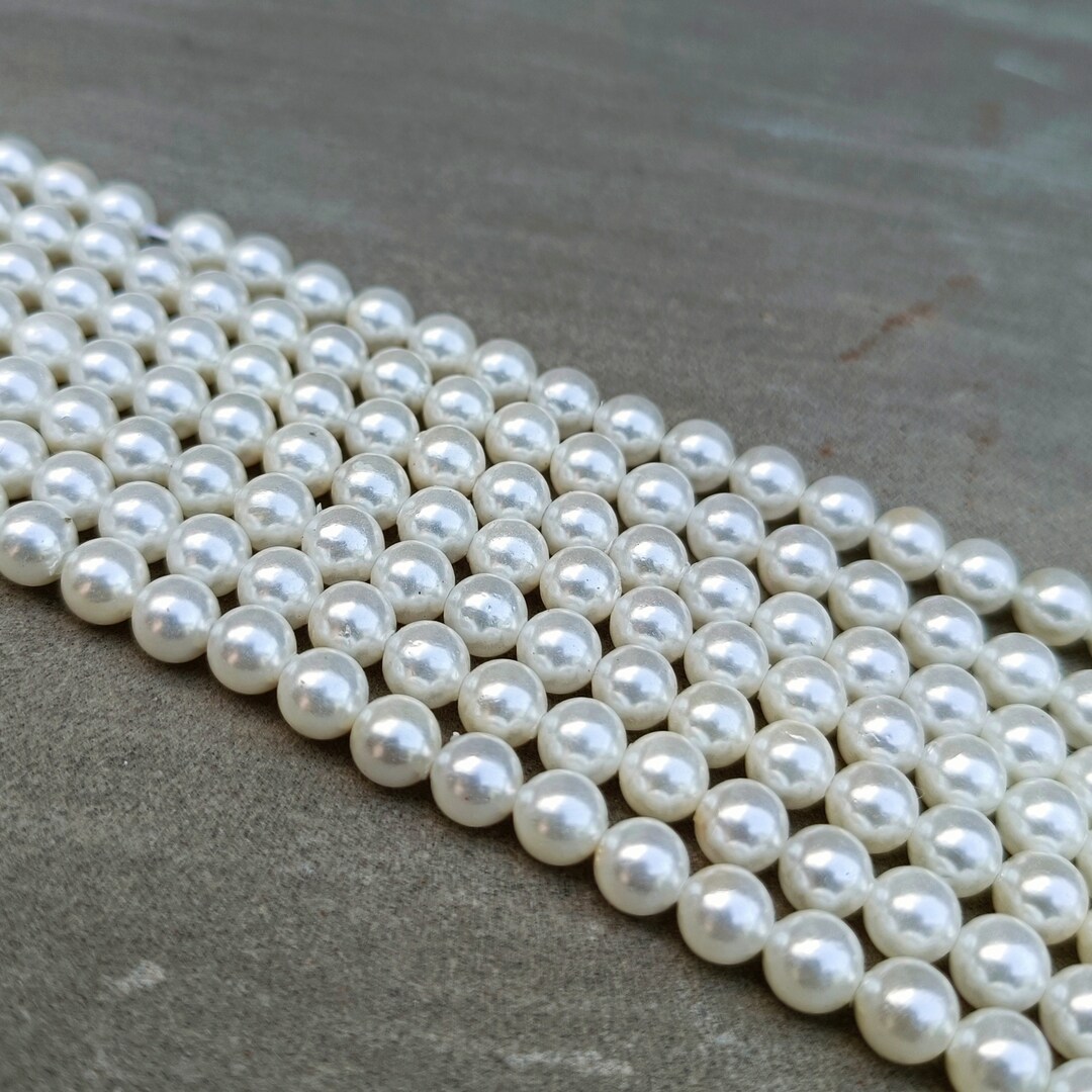 White Shell Pearl Round Beads, Glossy Round Shell Pearl, High Quality ...